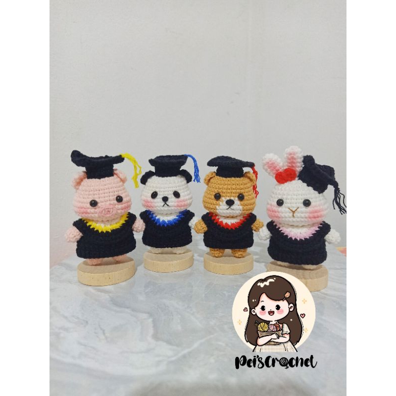 Handmade Crochet Graduation Animal Keychain 钩织毕业季小动物 | Shopee Malaysia