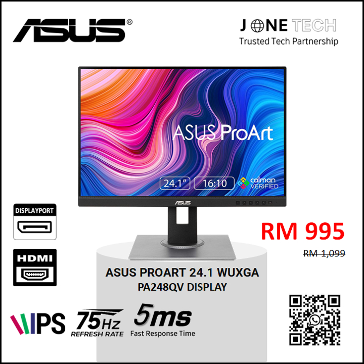 ASUS ProArt Display PA248QV Professional Monitor – 24.1-inch, 16:10 ...