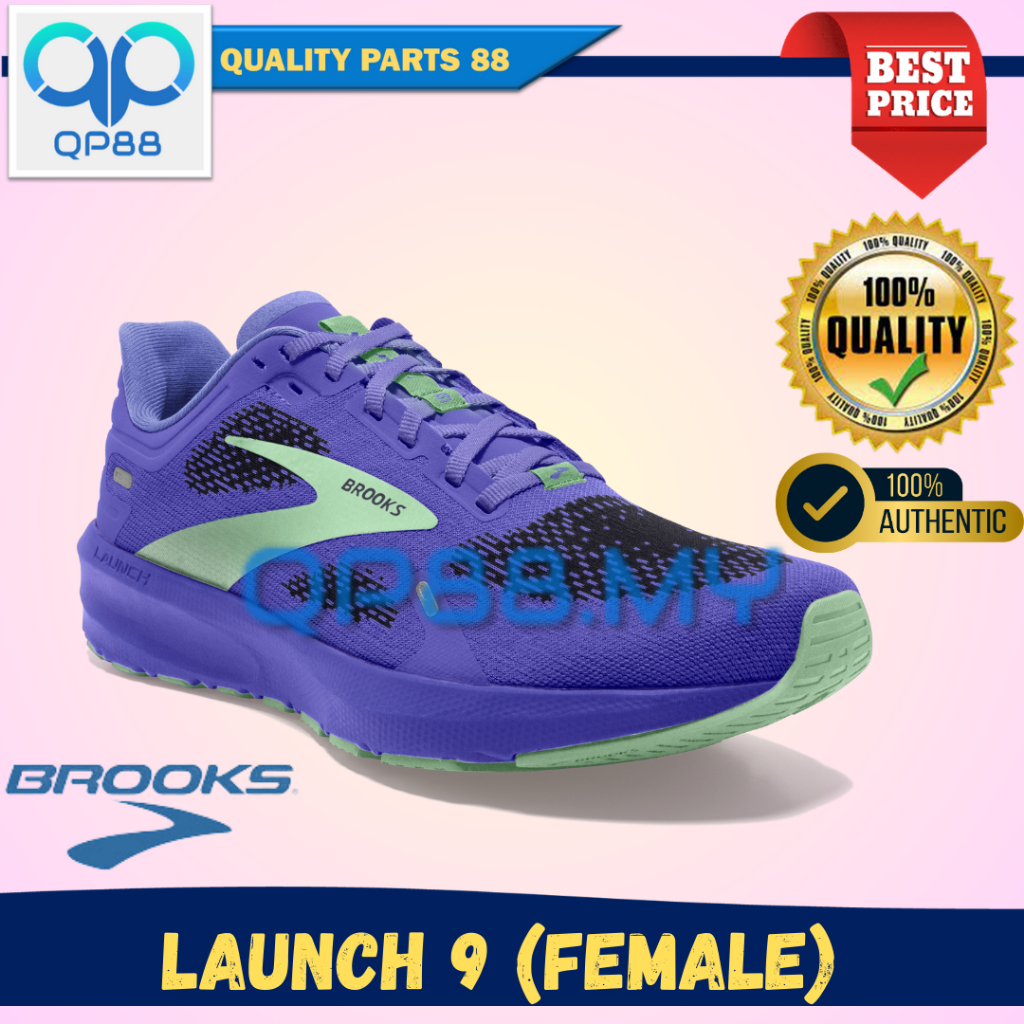 BROOKS Launch 9 Sport Shoes FEMALE - BLUE IRIS/EBONY/GREEN Kasut Sukan ...