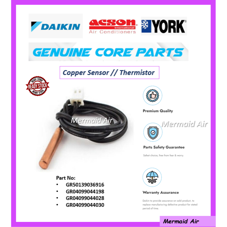 DAIKIN ORI copper sensor INDOOR COIL SENSOR /THERMISTOR-COPPER (COPPER ...