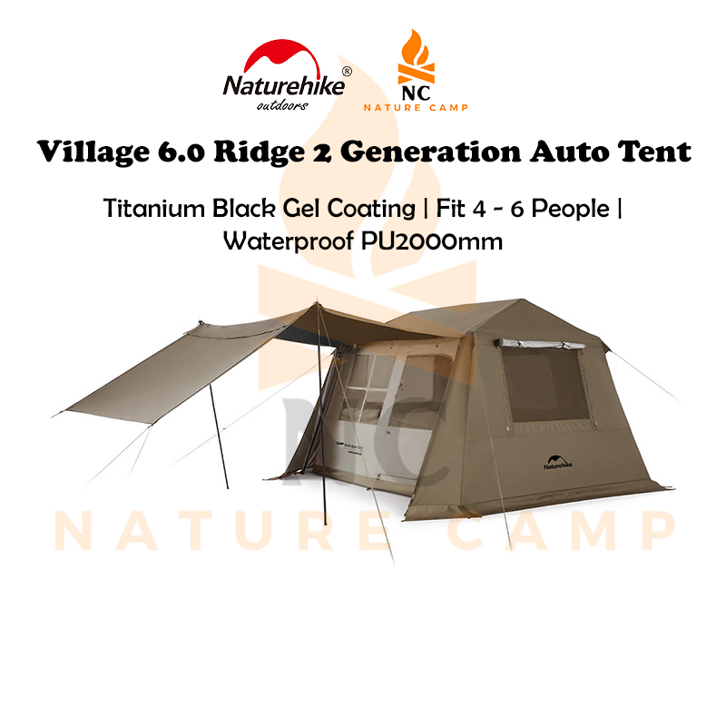 Naturehike Village 6.0 Generation Ridge 2 Camping Tent Double Layer Automatic Tents Extended ...