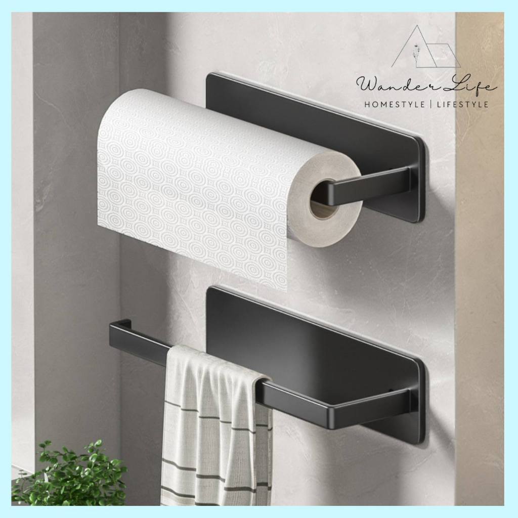 Self Adhesive Kitchen Paper Towel Holder Paper Roll Holder Cling Film ...