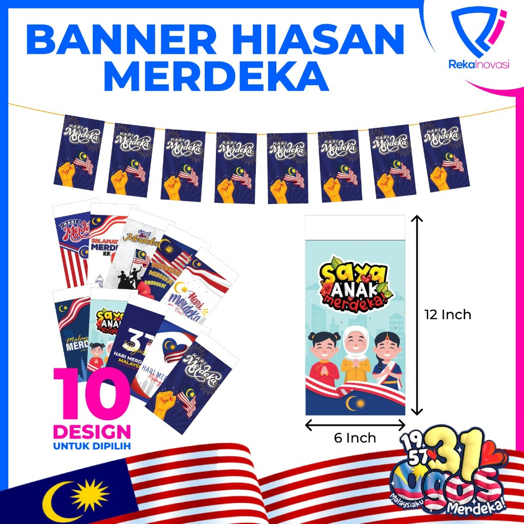 BANNER HIASAN KEMERDEKAAN PELBAGAI JENIS DESIGN DAN CORAK 2024 (8 pcs ...