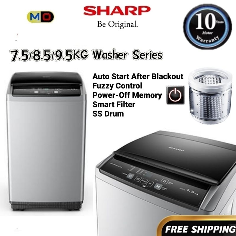 SHARP Washing Machine Fully Auto ES721-7.5KG/ES821-8KG/ES921-9.5KG RM62.41 x 12 months with ...