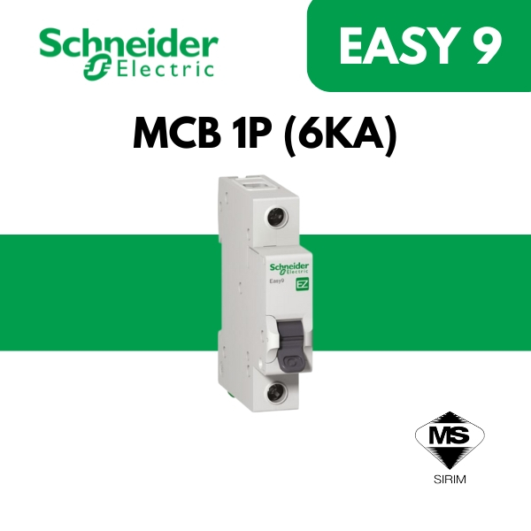 Schneider Easy9 6A 10A 16A 20A 32A 40A 63A 1P 2P 3P MCB (6kA) | Shopee Malaysia