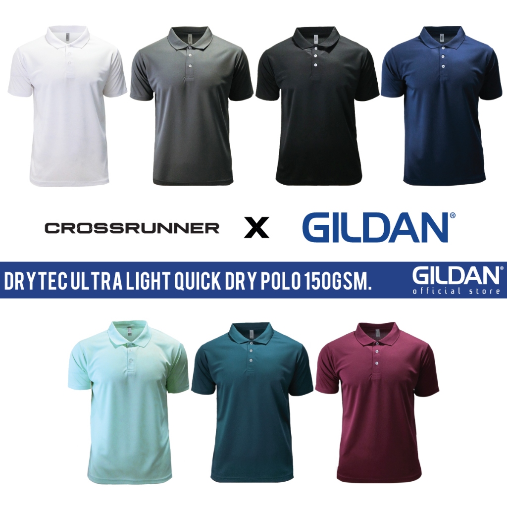 Gildan x Crossrunner DRYtec Ultra Lightweight Quick Dry Polo T-Shirt ...