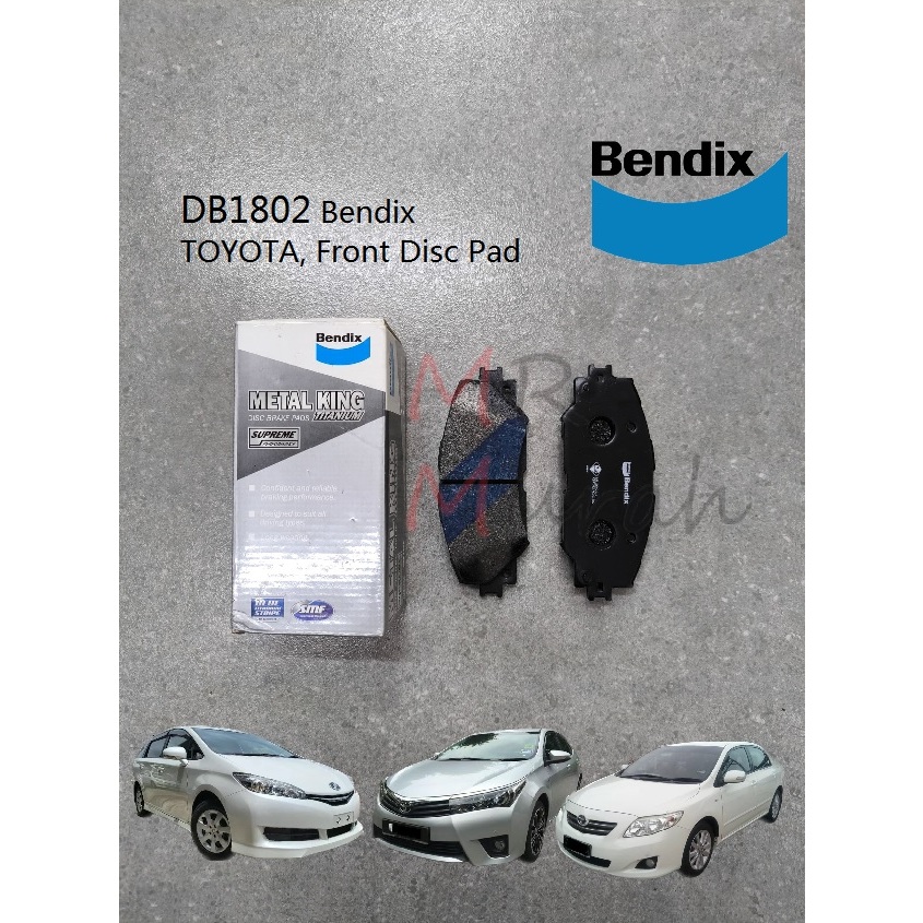 Bendix DB1802 Front Disc Brake Pad Toyota Altis ZZE142 ZRE173, Wish ...