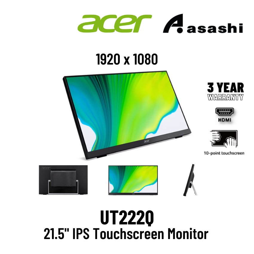 Acer UT222Q 21.5" IPS 75Hz 5ms Touch Screen Monitor (VGA/ HDMI/ USB ...
