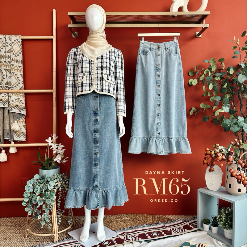 DAYNA SKIRT JEAN BY BUTIK ORKED.CO | Shopee Malaysia