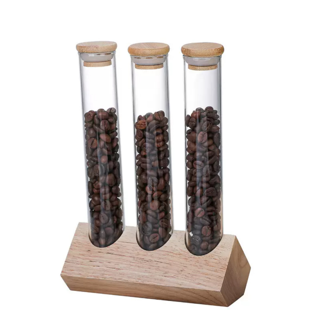 (Ready Stock)Coffee Bean Tube Storage Glass Display Rack Tea Bottle ...