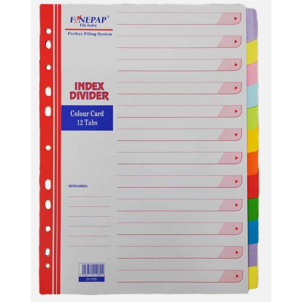 MULTICOLOR 12 TABS INDEX DIVIDER 110SGM (S1109) | Shopee Malaysia