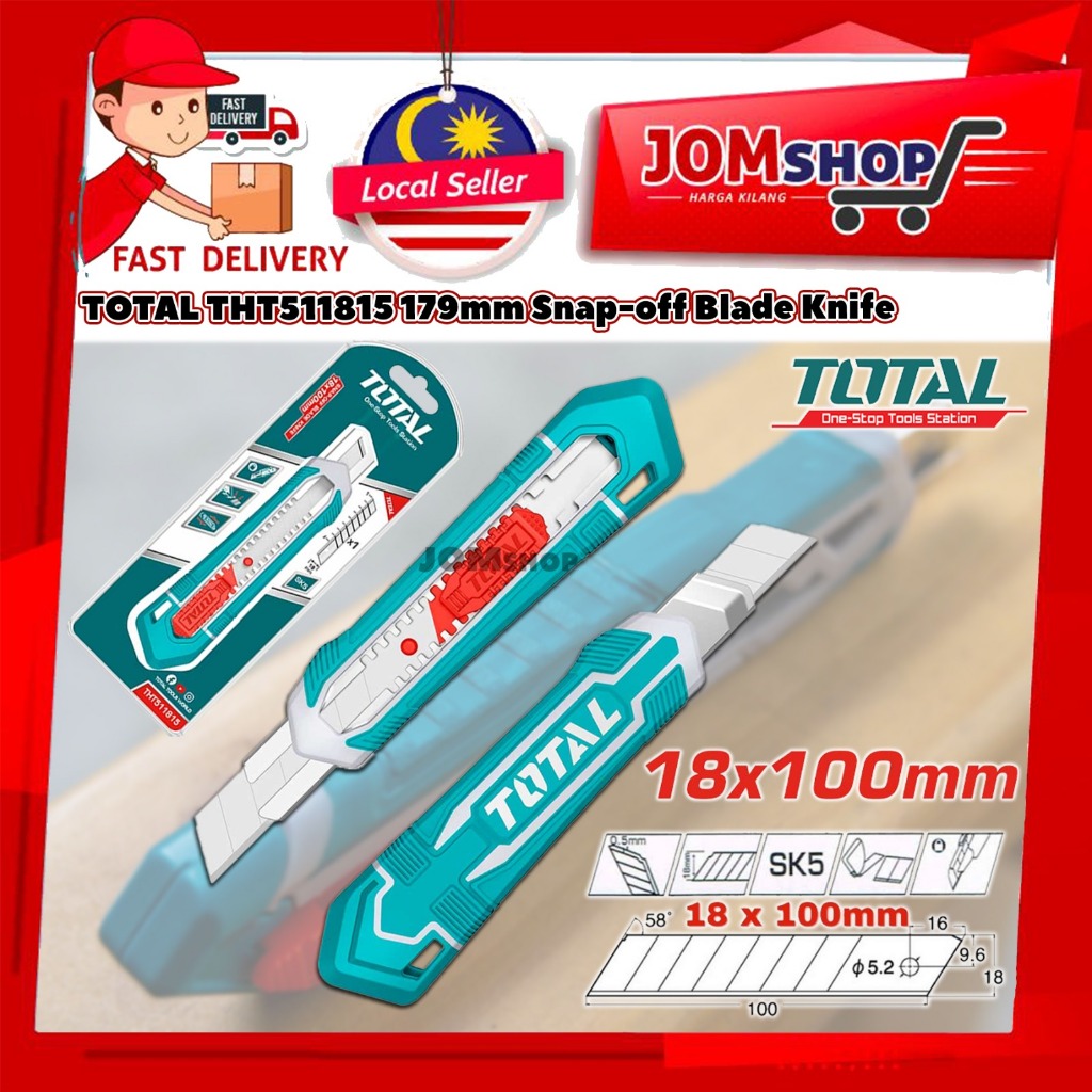 TOTAL THT511816 173mm Snap-off Blade Knife/ DIY Knife Blade/ Air ...