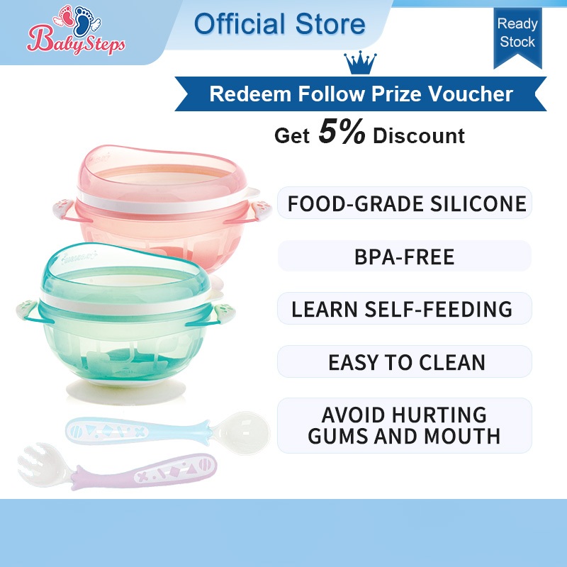 BABYSTEPS Spoon and Fork Bowl Set Baby Feeding Set Baby Spoon Sudu Baby ...