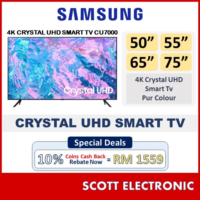 (Free Samsung 50" 55" 60" 65" 70" 75" 4K Crystal UHD Smart Tv CU7000 Series 50CU7000 55CU7000 ...