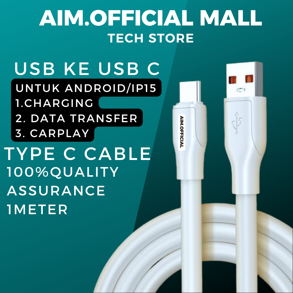 AIM. USB Ke USB C Cable Kabel Data Transfer Charging Compatible Android ...