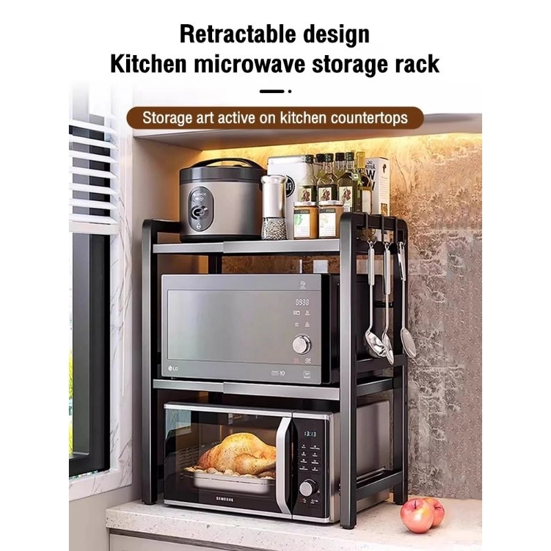 Ready 🔥Rak Dapur Microwave Rack Adjustable Oven Rack Kitchen Rack ...