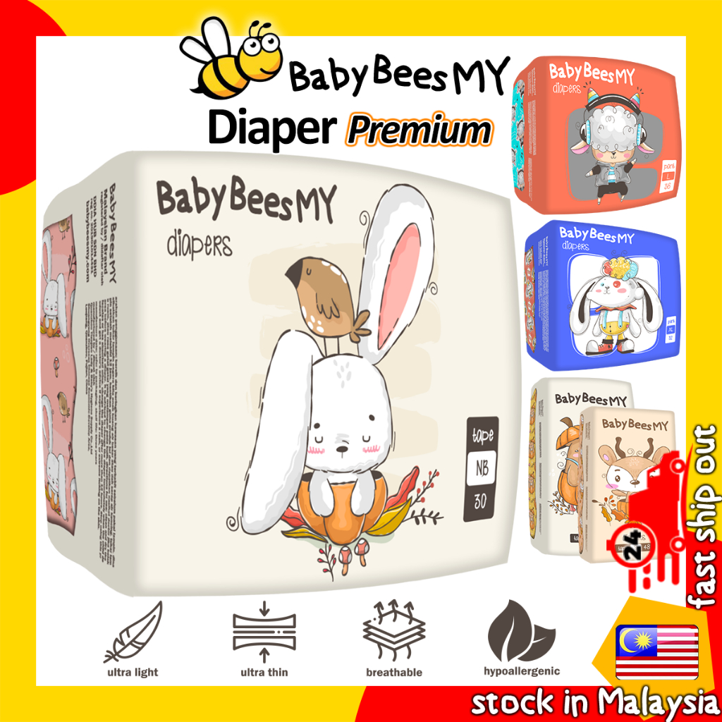 BabyBeesMY Diapers Ultra Thin Super Premium Grade tape pants diapers ...