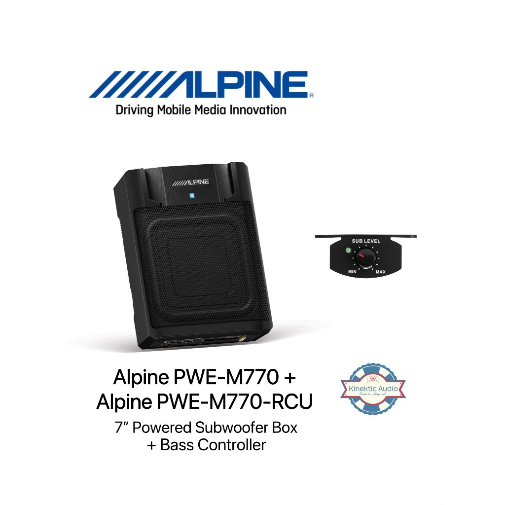 Alpine 7-INCH POWERED SUBWOOFER BOX PWE-M770 + Alpine PWE-M770-RCU BASE ...
