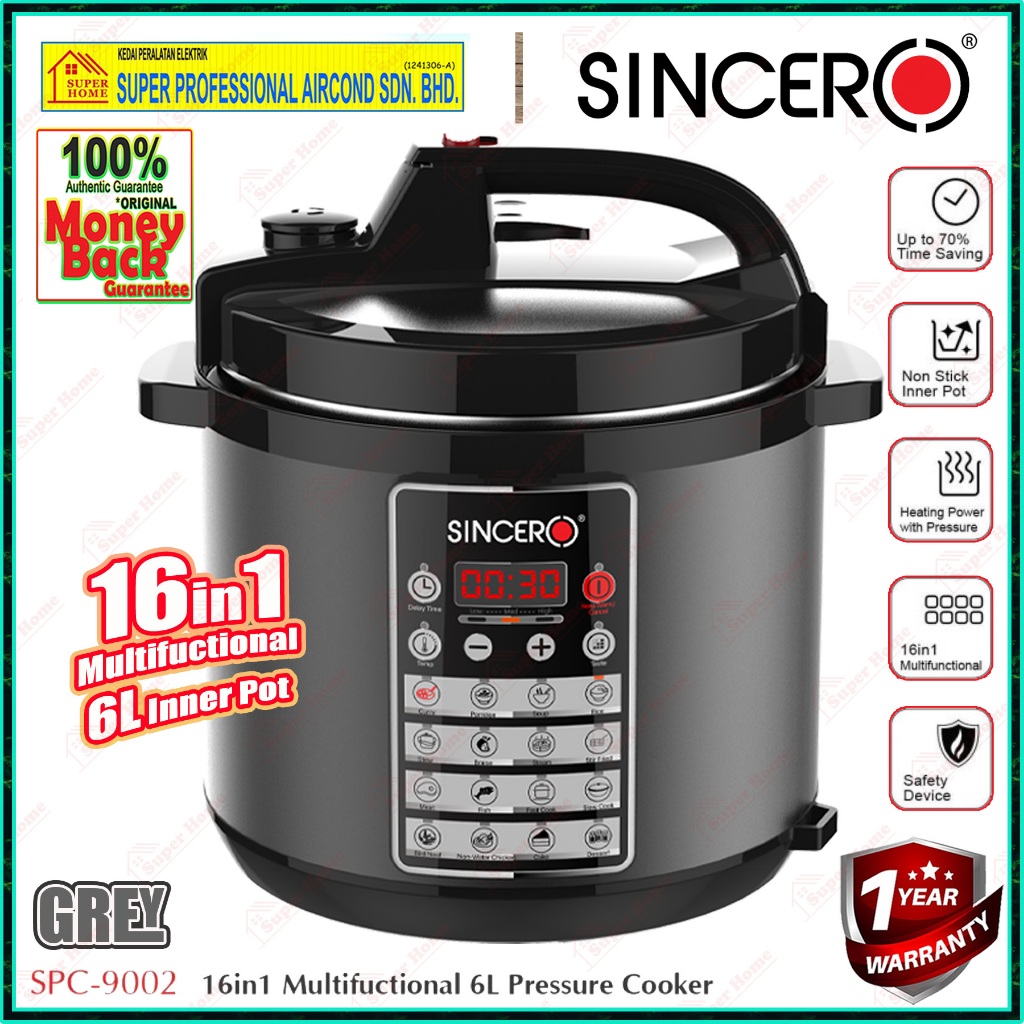 Sincero Pressure Cooker SPC-9002 16 in 1 Multifunctional Cooker 6L ...