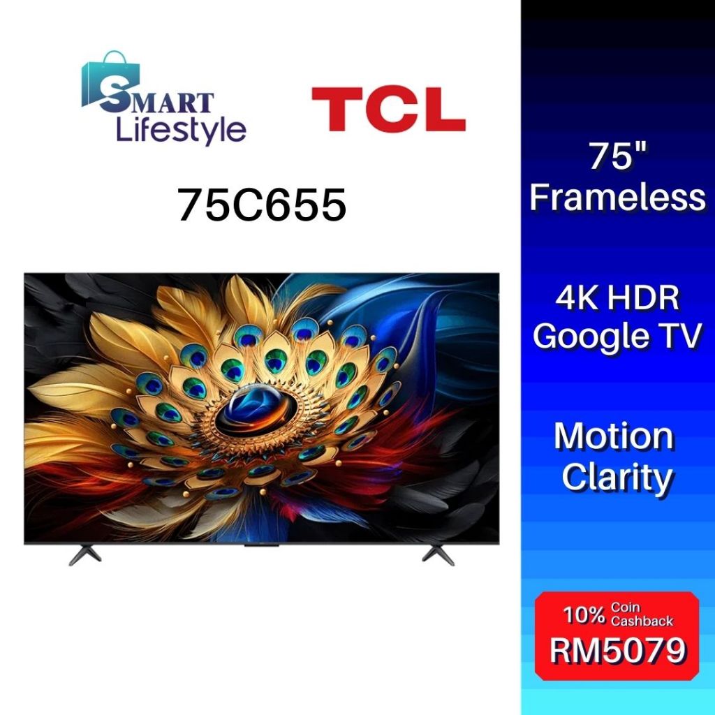 TCL 4K UHD QLED Quantum Dot Google TV (75") 75C655 / (85") 85C655 / (98") 98C655 | Shopee Malaysia