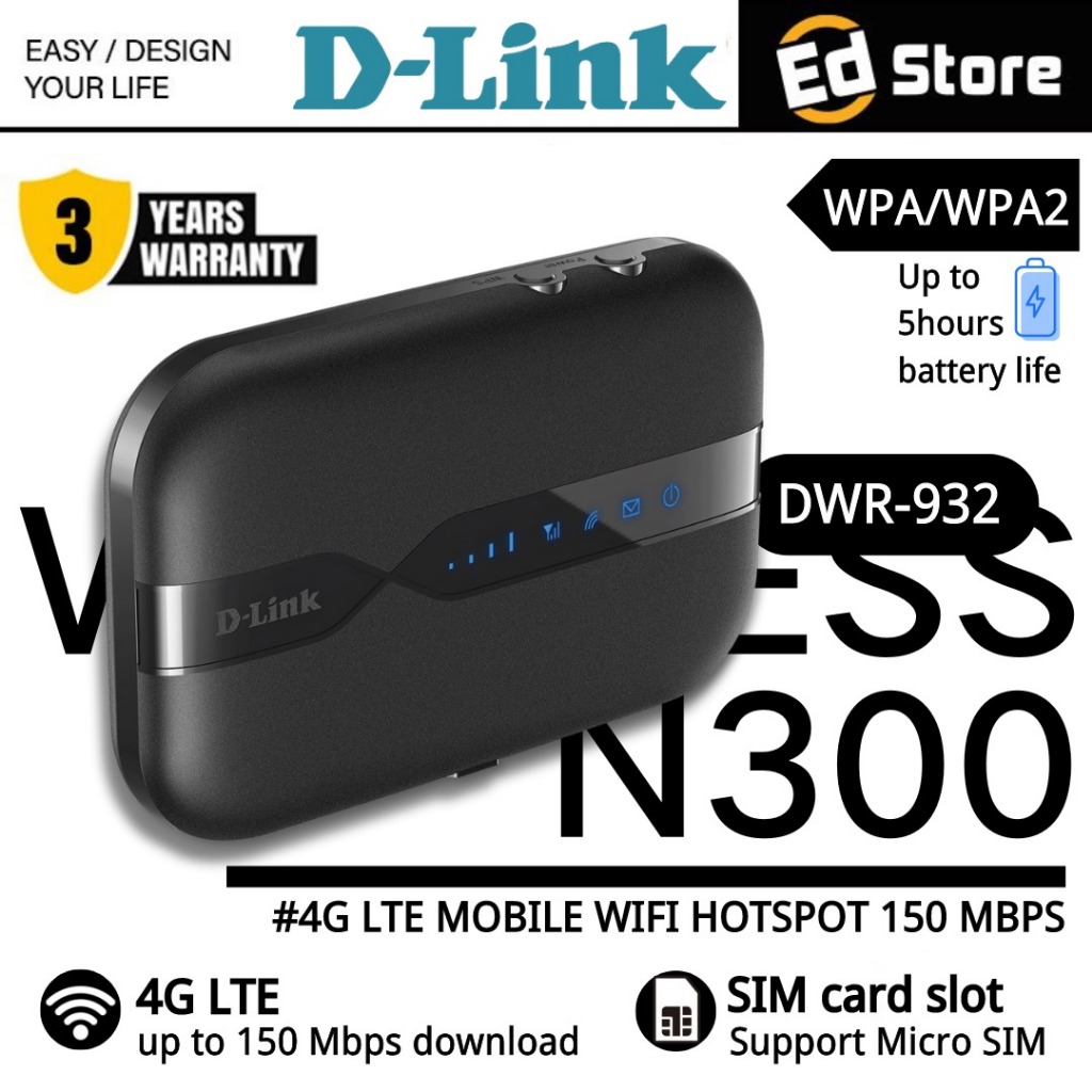 D-Link DWR-932 D3 4G LTE Portable Mifi Wireless Modem Wifi Router for Unifi Mobile Digi/ DWR ...