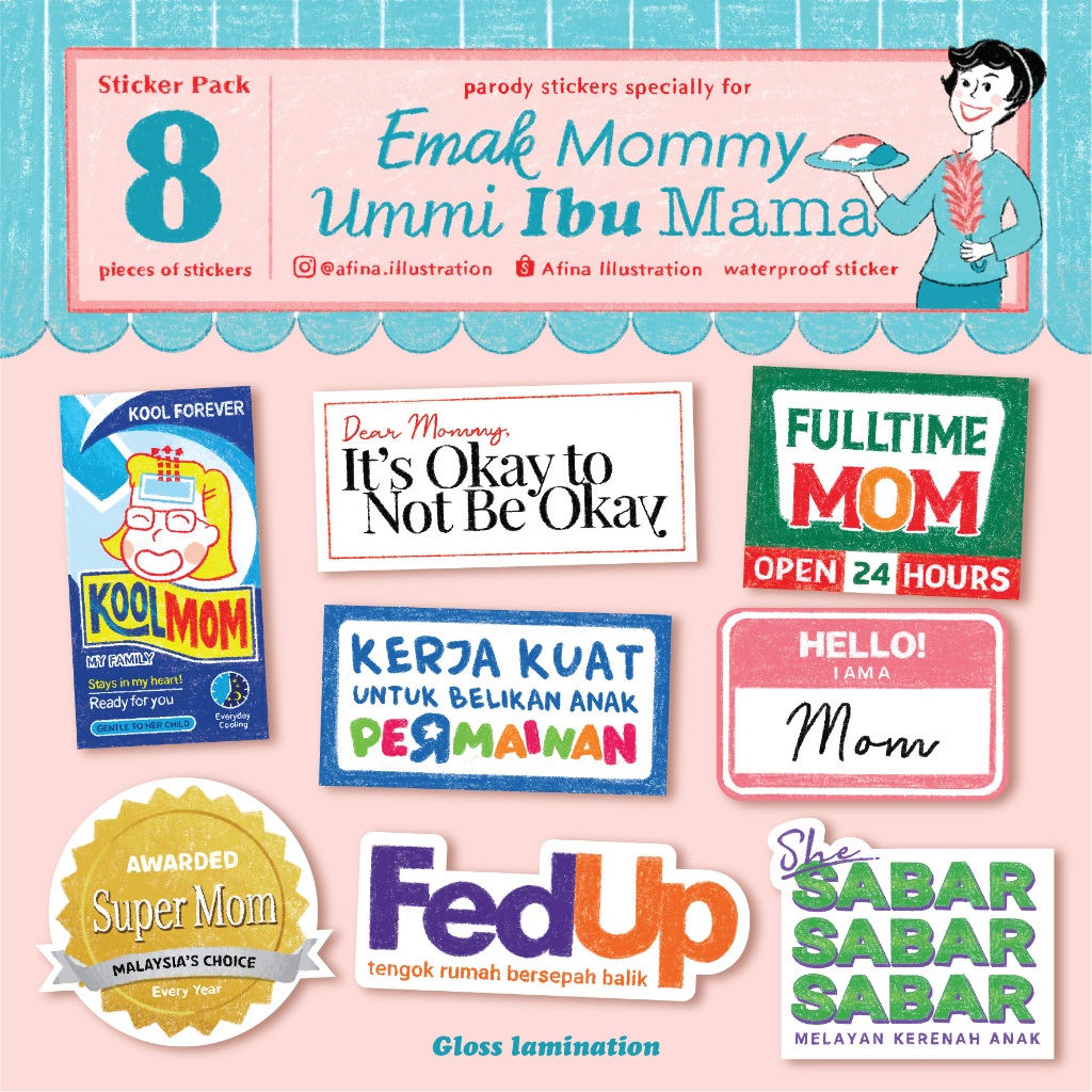 Mom Decorative Waterproof Sticker Pack - Mother Mak Ibu Mama | Shopee ...