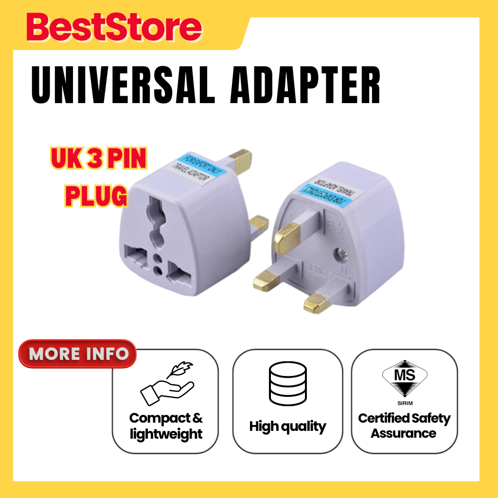 Ready Stock 3 Pin Conversion Plug Universal Adapter British Socket ...