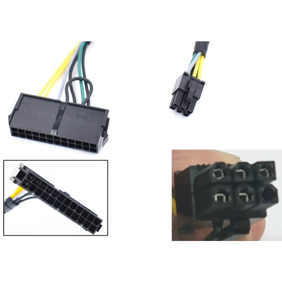 24 Pin To 6 Pin ATX Power Cable For 6 Pin end plug into Dell ...