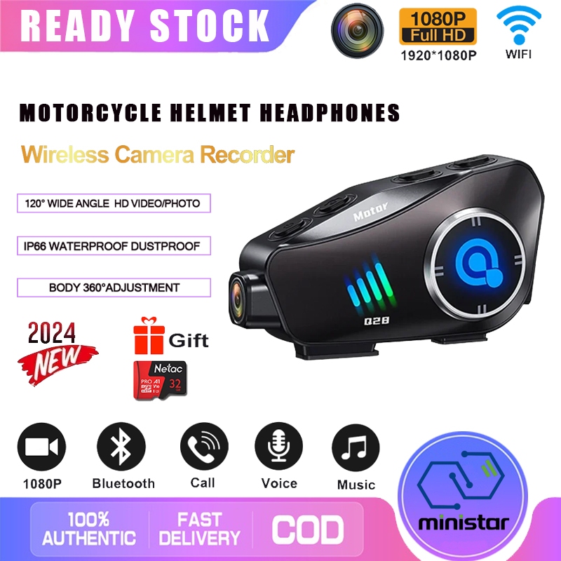 Bluetooth Motorcycle Helmet Headset 1080P Video Dashcam Wireless Camera ...