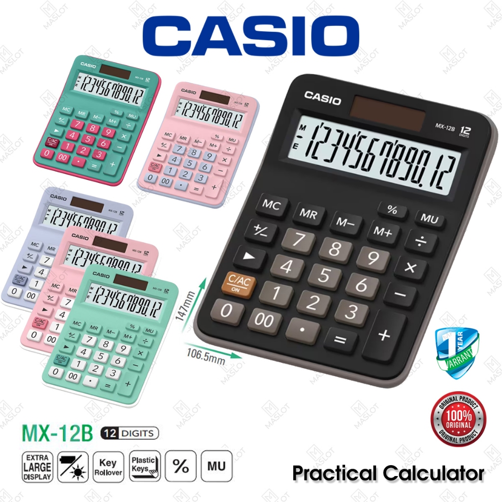 Casio MX-12B 12 Digit Calculator (2 Way Power) | Shopee Malaysia