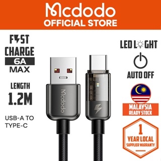 【1Yr Warranty】 MCDODO Auto Power Off L Type C Transparent Data Cable 1.2m 1.8m CA 315 284 314 ...