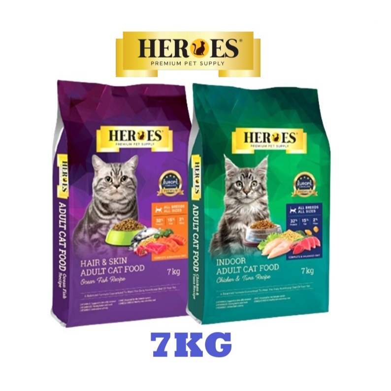 HEROES Premium Cat Dry Food 7KG /Indoor /Hair&SKin /Makanan Kucing 7KG ...