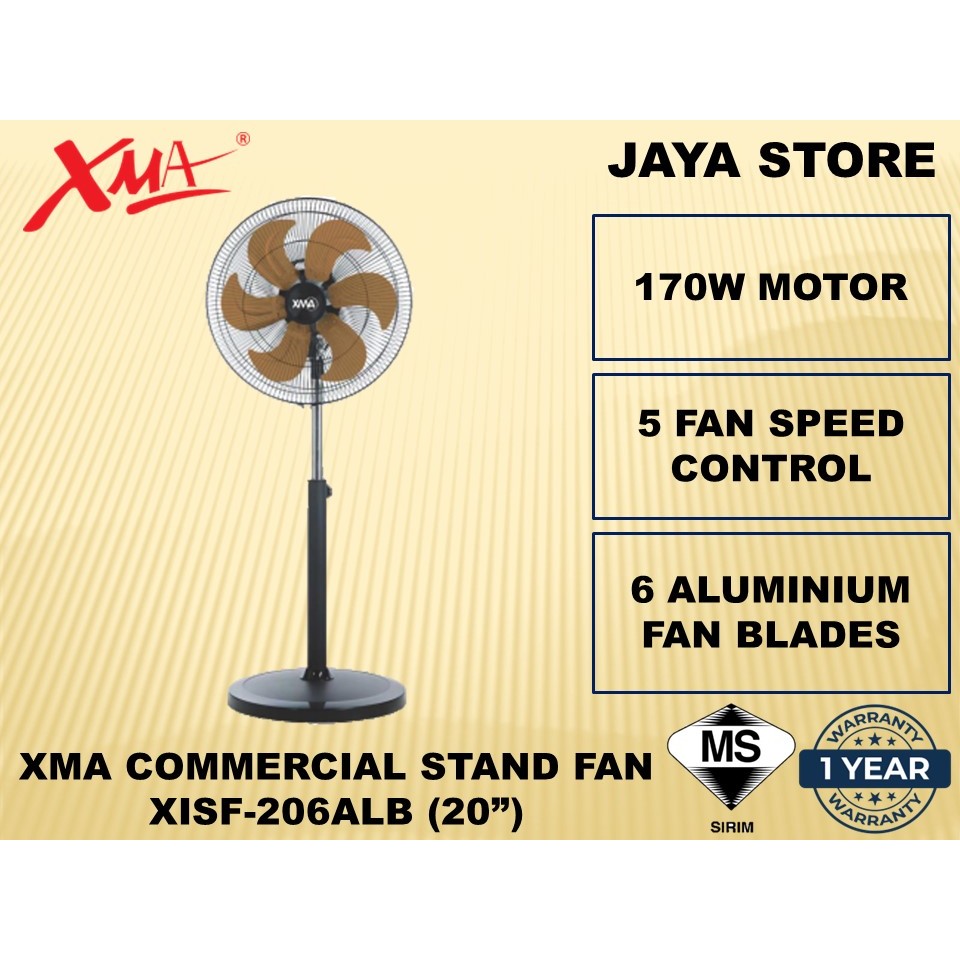 Xma 20" Commercial Stand Fan With 6 Metal Fan Blade(5 Speed Control ...