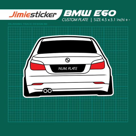 Sticker Kereta BMW E60, Sticker Belakang, Custom Warna dan Nombor Plate ...