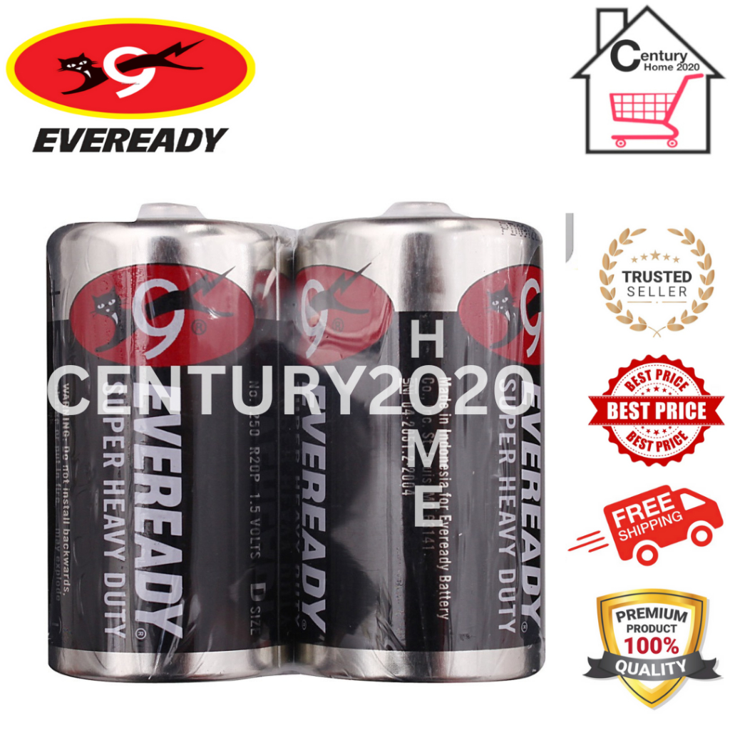 EVEREADY D Size Battery Heavy Duty D Size Battery 1.5V 2pcs Shrink Pack ...