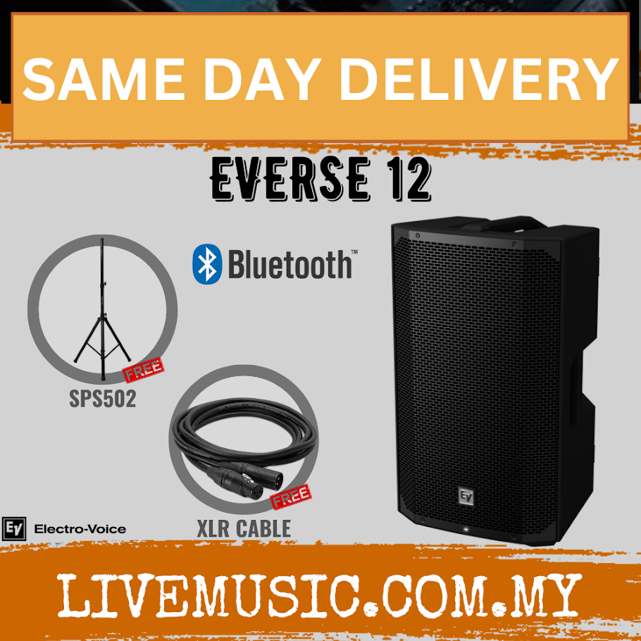 EV Electro-Voice Everse 12 12-inch 2-way Battery-powered PA Speaker w/Speaker Stand And Cable ...