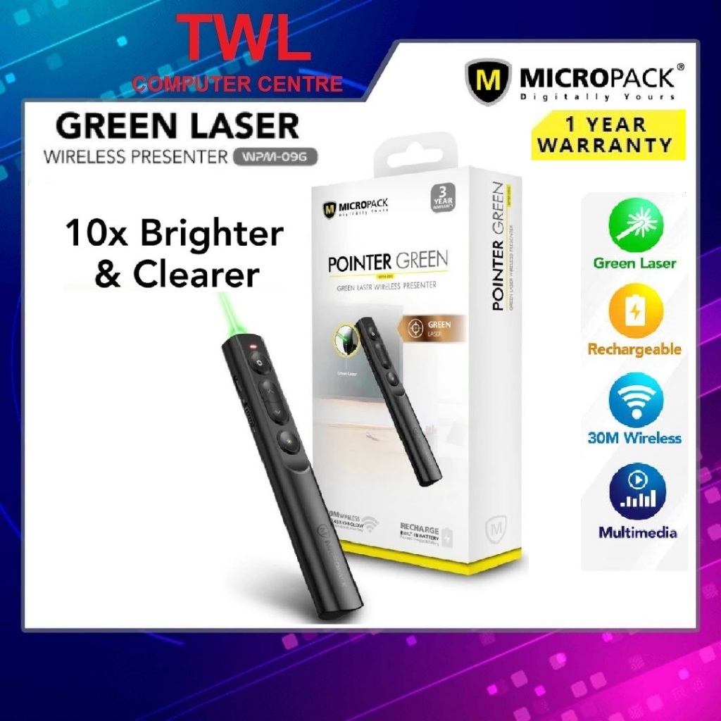 Micropack Green Laser Wireless Presenter WPM-09G(1Y Warranty) | Shopee ...