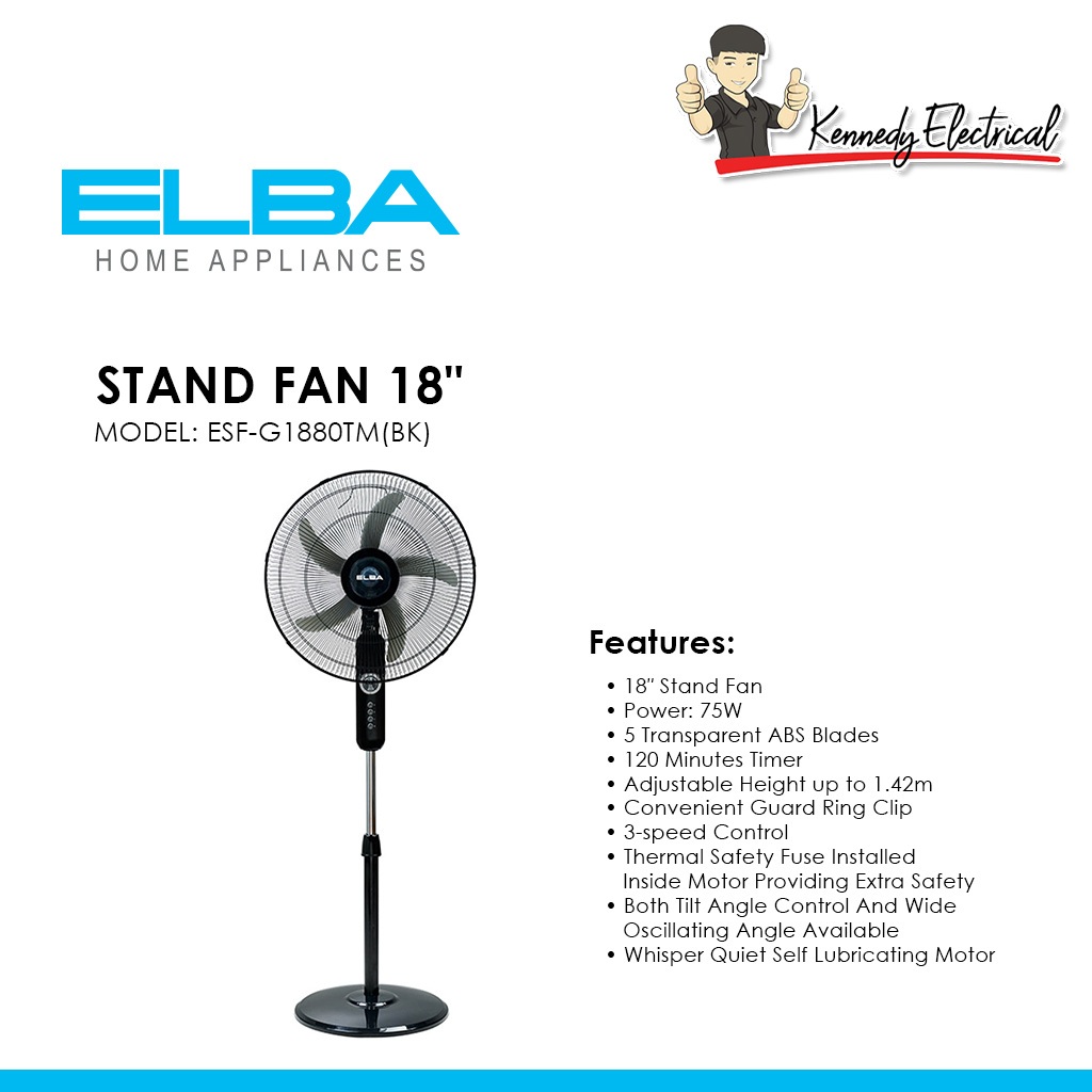 Elba STAND FAN 18" ESF-G1880TM(BK) | Shopee Malaysia