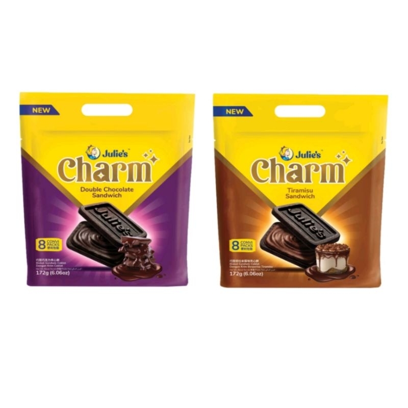 JULIE'S Charm Biscuit Sandwich 172g Double Chocolate | Tiramisu ...