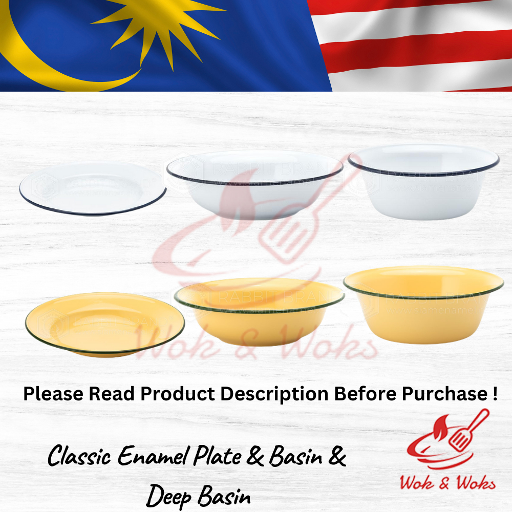 Rabbit Brand Enamel Plate & Basin & Deep Basin / Pinggan & Mangkuk ...