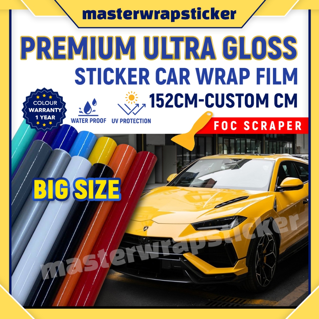 PREMIUM ULTRA GLOSSY CAR STICKER(152CM-360CM)stiker kereta kilat ...