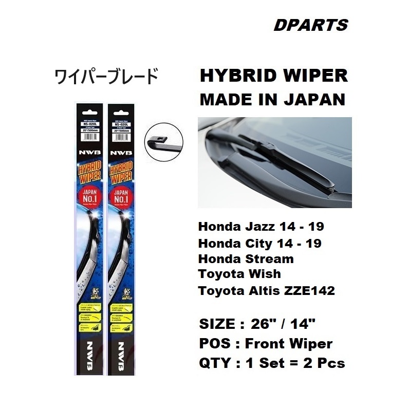 Orignal NWB Hybrid Wiper Blade ( 26"/14" ) Honda City , Jazz , Stream Wish Altis ( Made in Japan ...