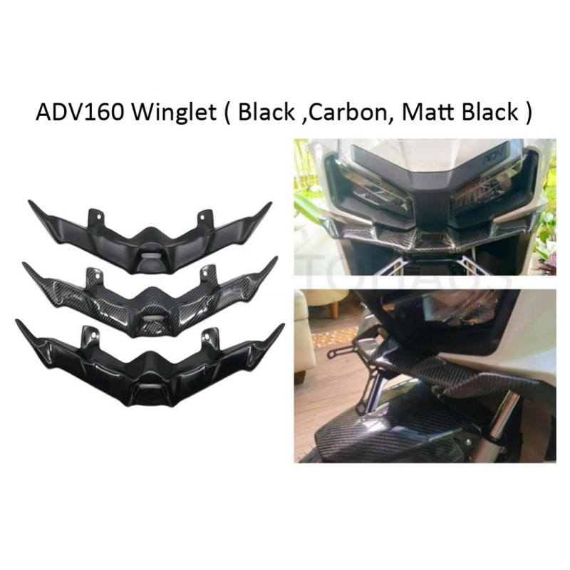 HONDA ADV ADV160 FRONT WINGLET GLOSS BLACK / MATTE BLACK / CARBON LOOK ...