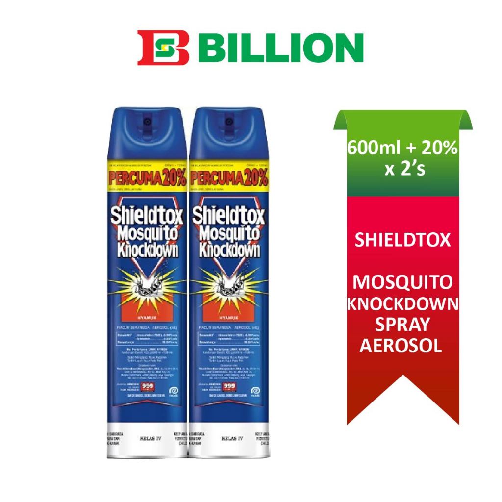 SHIELDTOX Mosquito Knockdown Spray Aerosol - 600ml+20% x 2's | Shopee ...