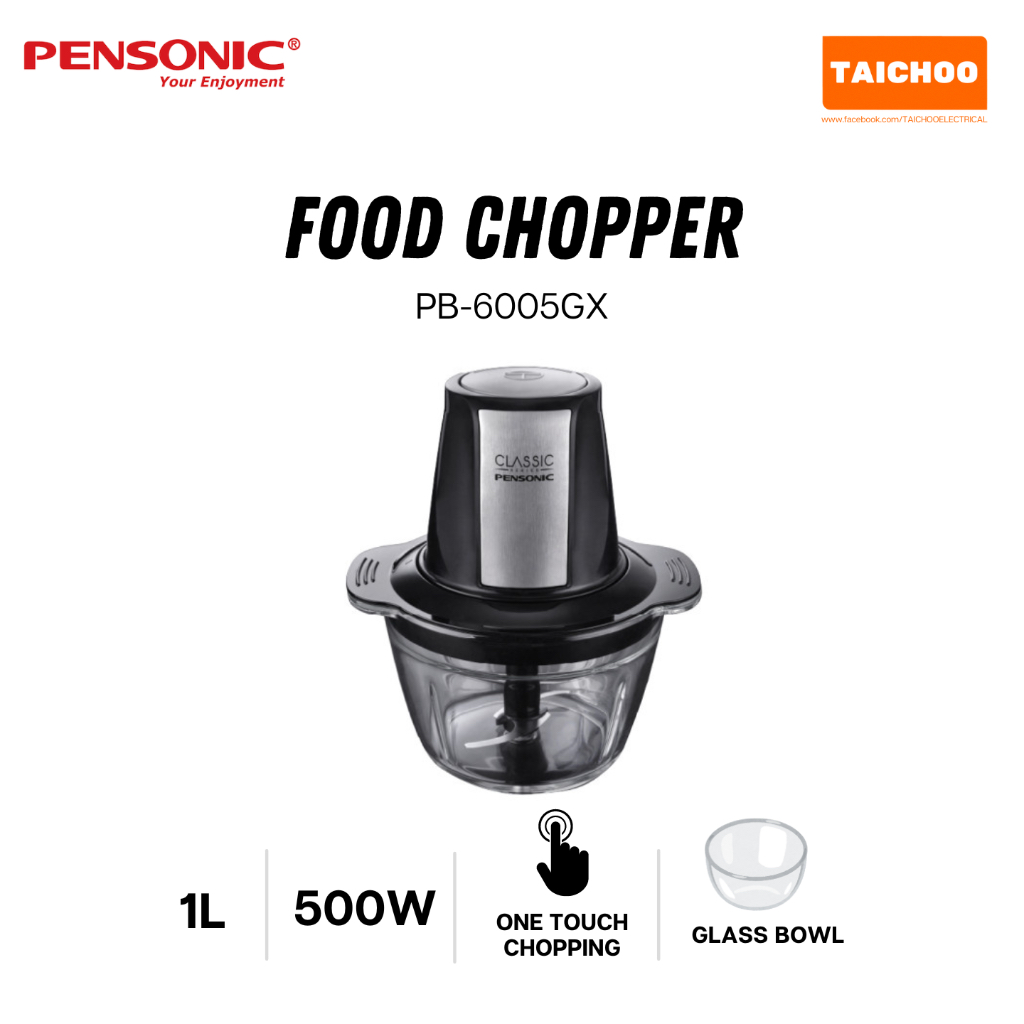 Pensonic Food Processor/Chopper 1L [Glass Jar] PB-6005GX | Shopee Malaysia