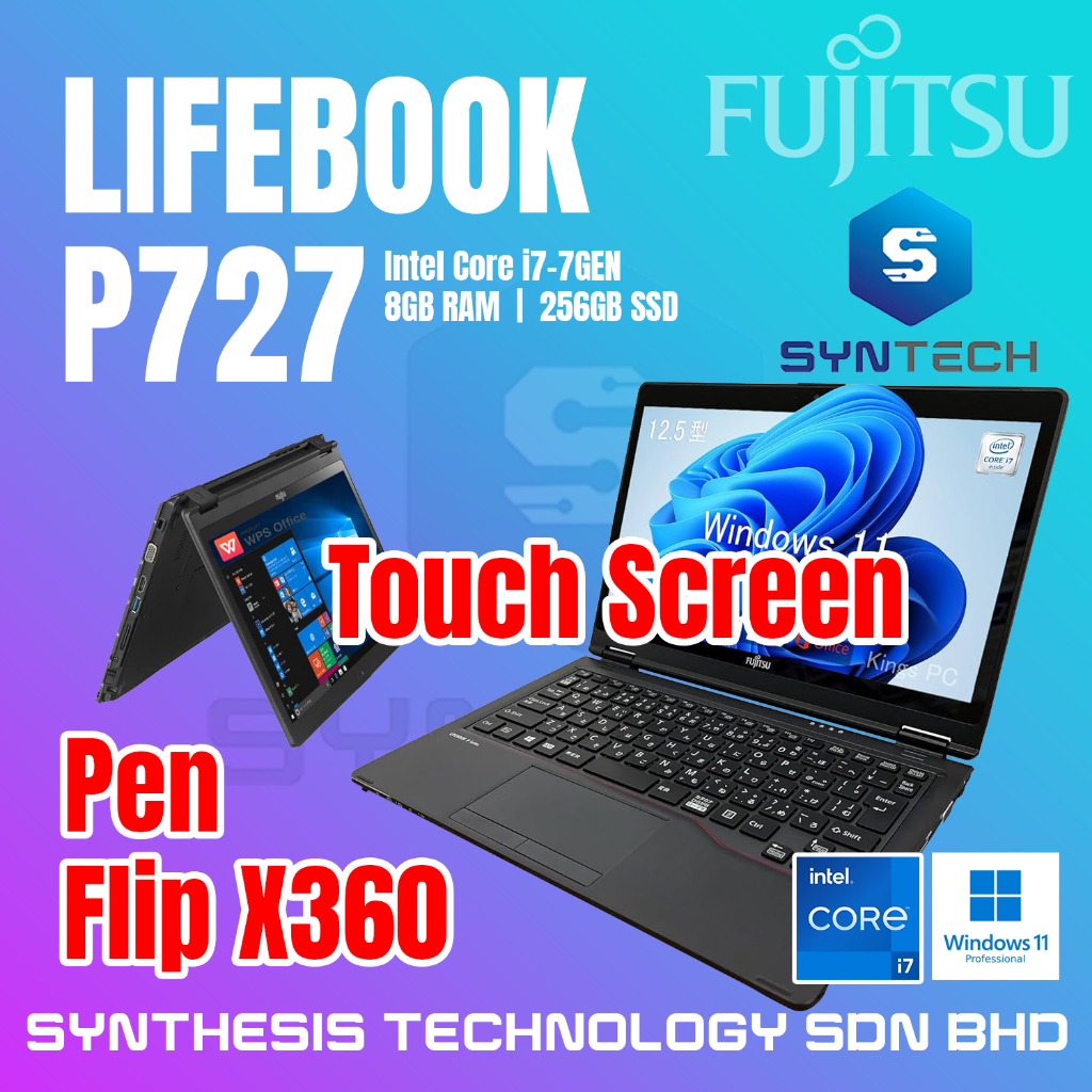 USED BODY CASE B FUJITSU LIFEBOOK P727 LAPTOP I7 TOUCH SCREEN I7 FLIP ...