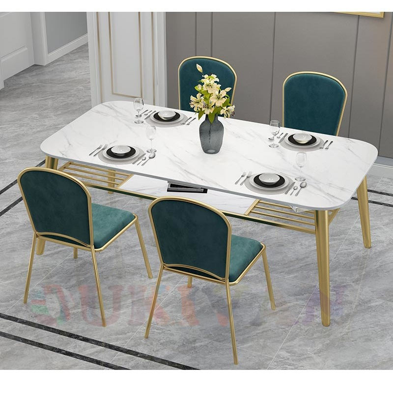 Double Layer Marble Dining Table Luxury Meja Makan Marble Nordic Dining ...