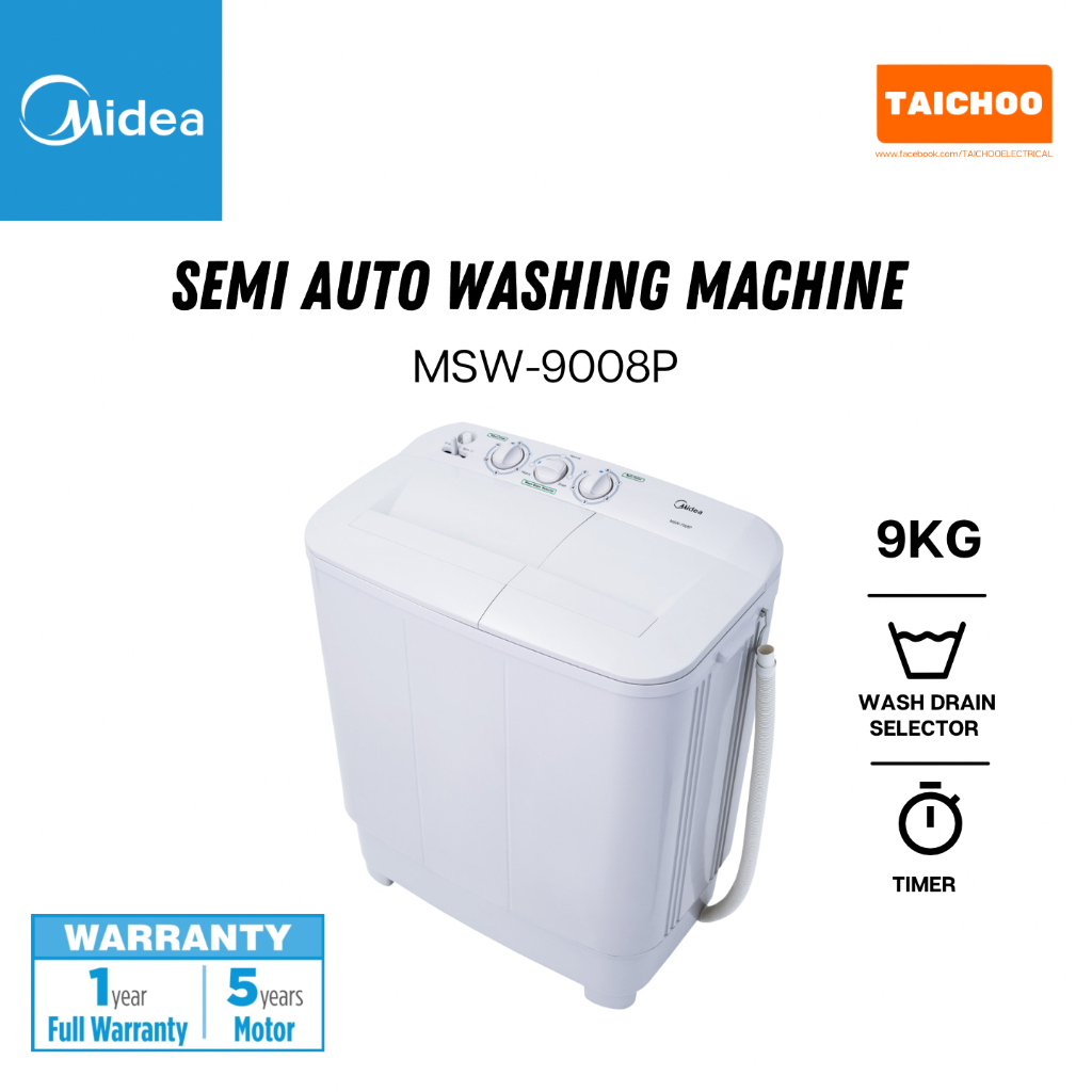 Midea Semi Washing Machine 9KG MSW-9008P | Shopee Malaysia