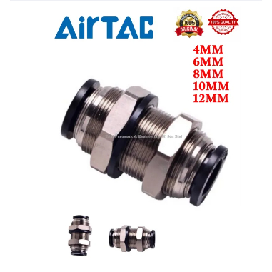 AirTAC PM Series Bulk Head Union 6MM 8MM 12MM Pneumatic Push In Fitting One Touch Fitting Panel ...