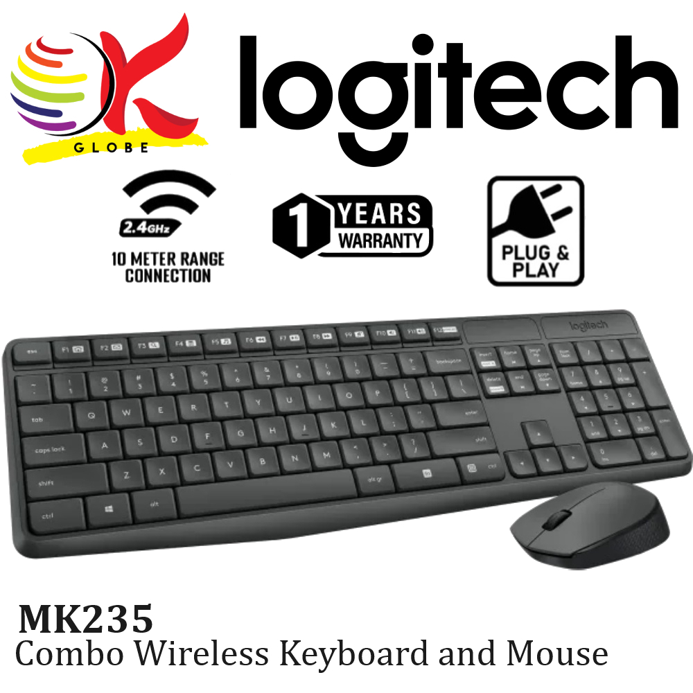 LOGITECH MK235 WIRELESS KEYBOARD AND MOUSE WITH LONG BATTERY LIFE AND ...